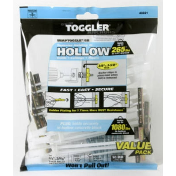 Toggler 1/4 in.-20 in. Snaptoggle BB Hollow Wall Anchors (10-pack ...