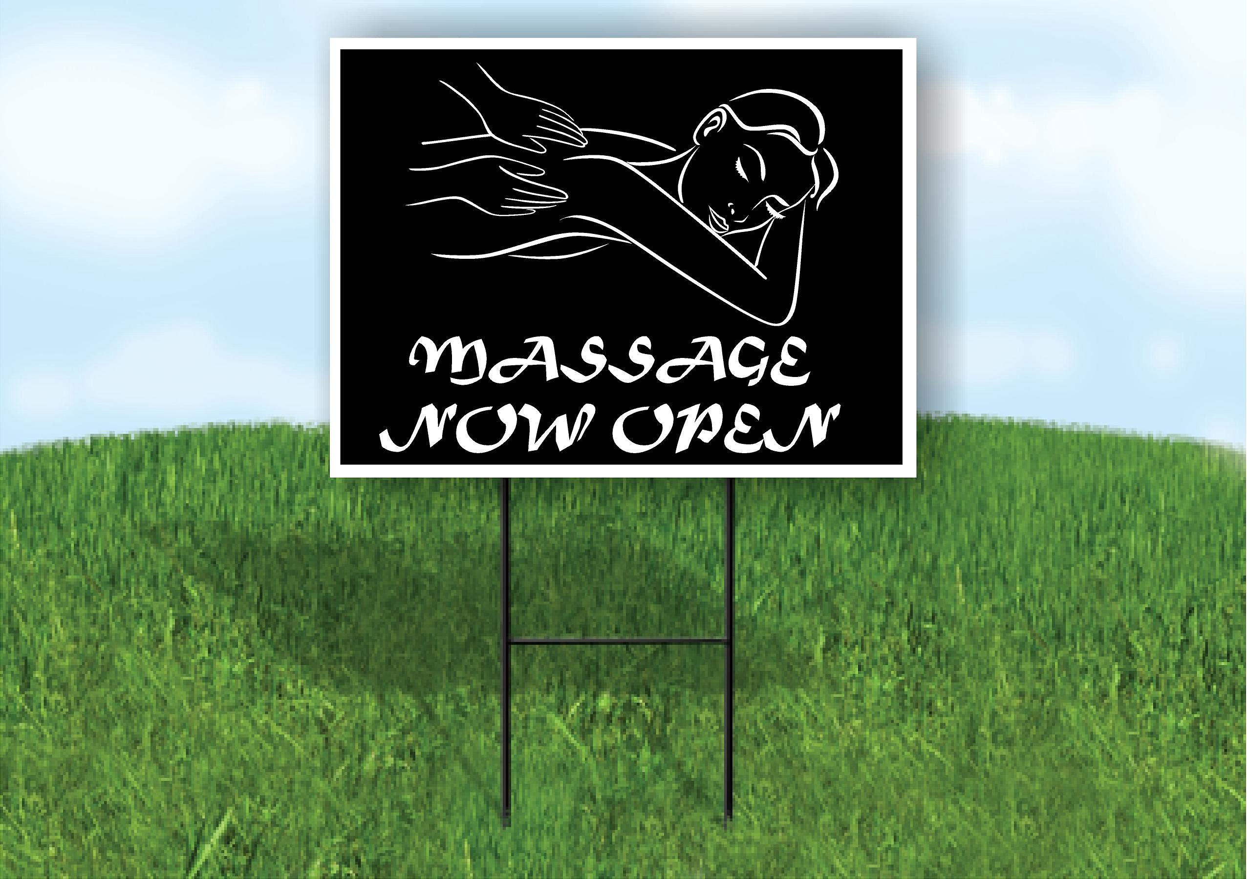 Work House Signs Single Sided Sign Massage Now Open Black Yard Sign ...