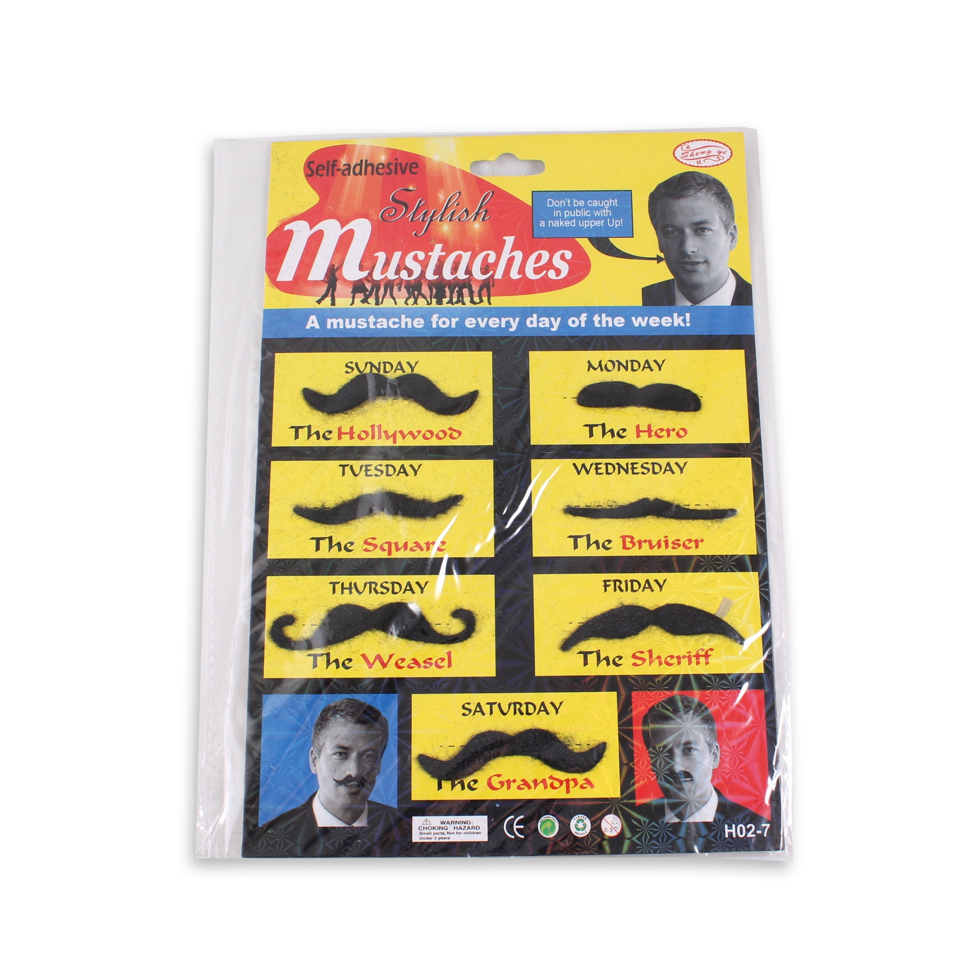 Set of 7 Stylish Self Adhesive Fake Mustaches Costume Party Gag Toy ...