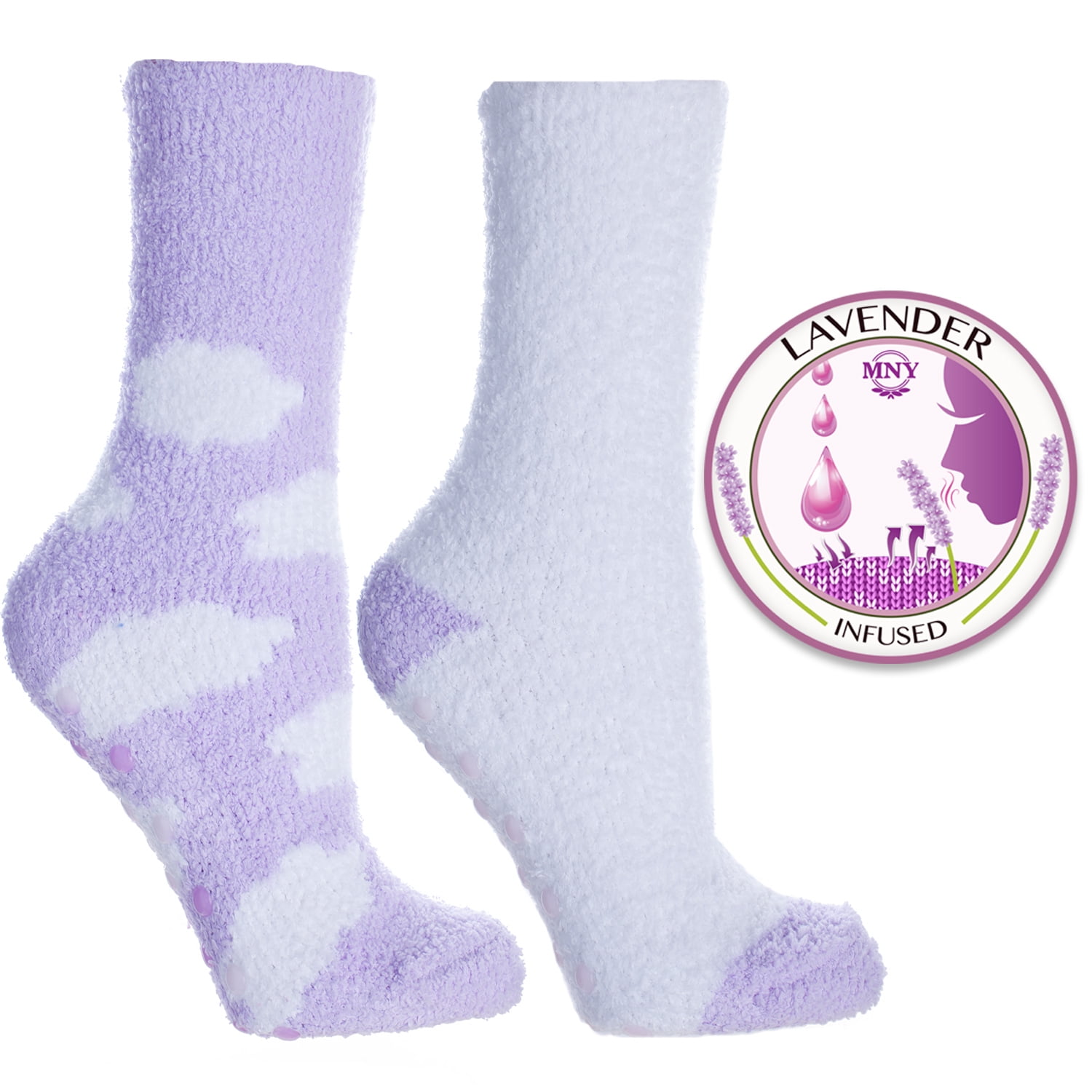 2 Pair Fluffy Chenille Socks - Clouds- Purple-One Size Fits Most ...