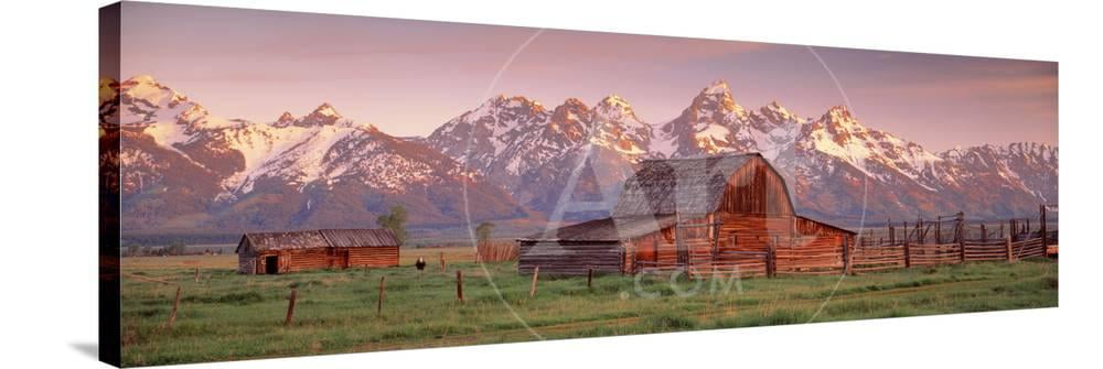 Barn Grand Teton National Park WY USA, Scenic Stretched Canvas Wall Art ...