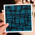 3drose, Retro Modern Mid Century Black Rectangle Design on Deep Teal, 6 ...