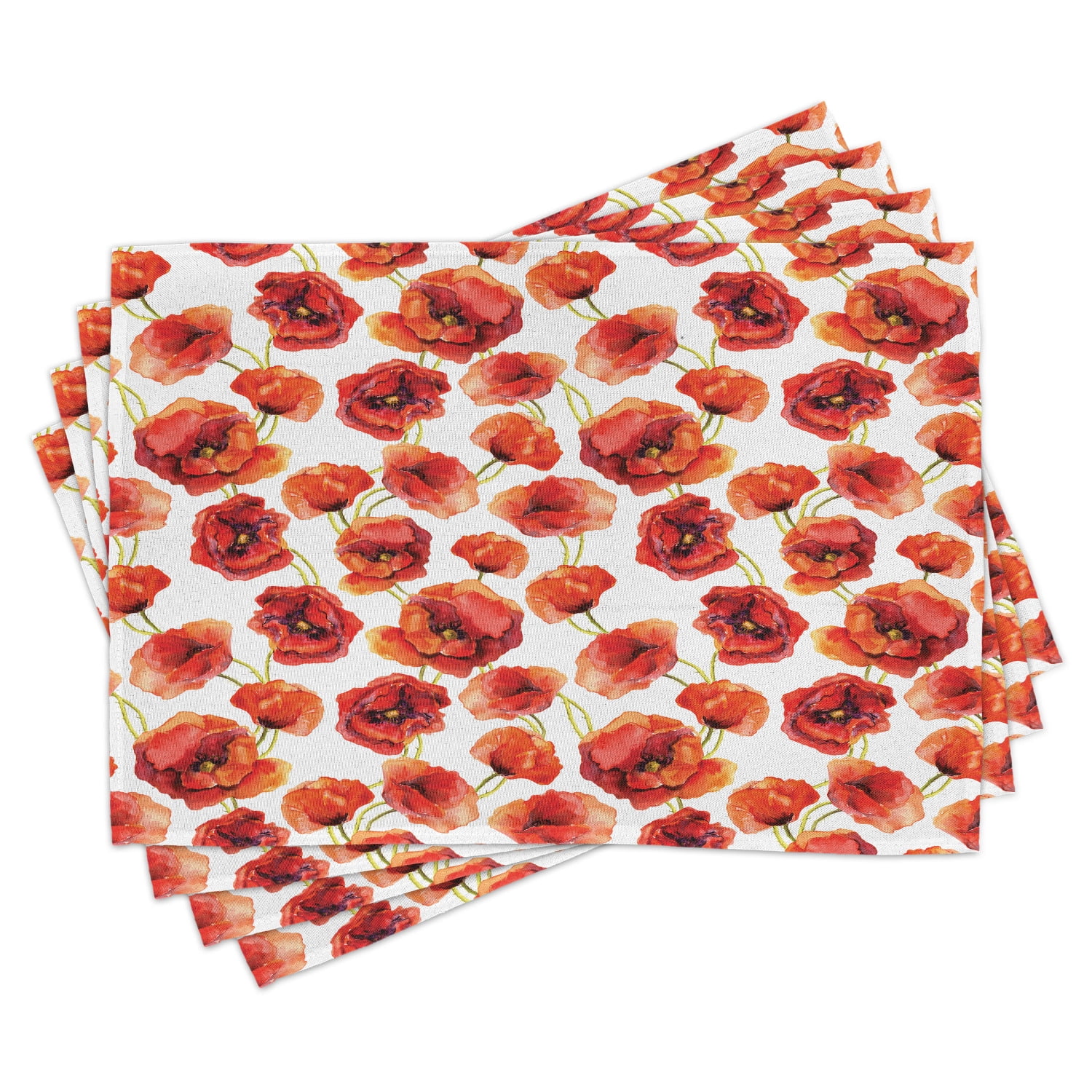 Ambesonne Flower Place Mats Set of 4, Poppies Garden Floral, Standard ...