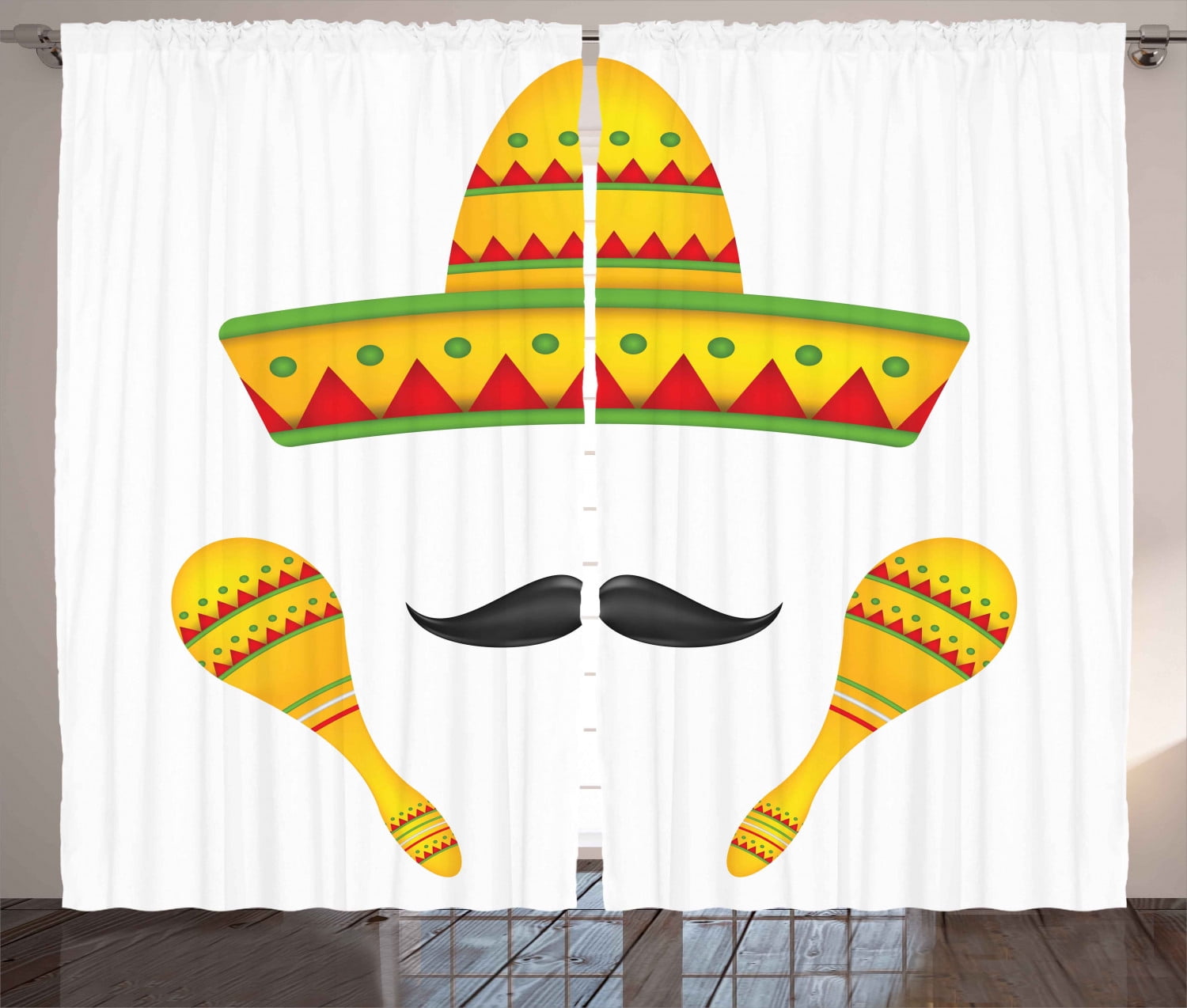 Mexican Decorations Curtains 2 Panels Set, Famous Centerpiece Icons ...