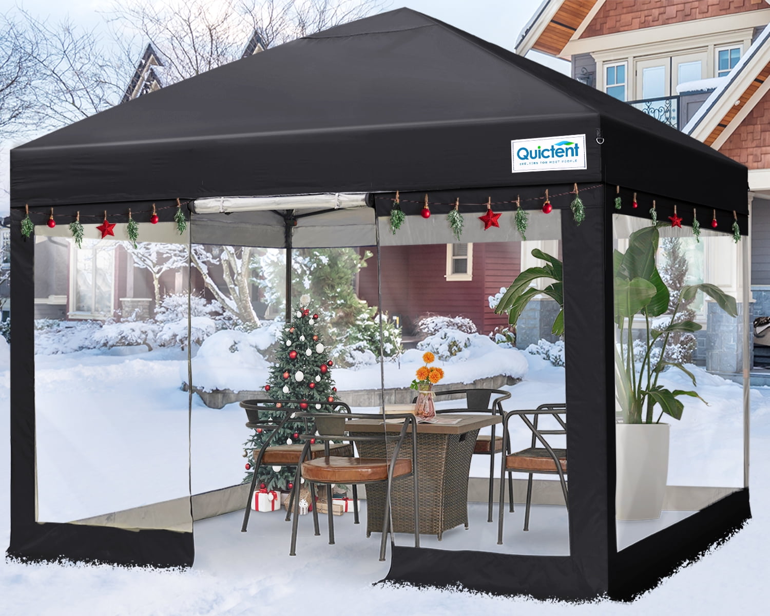 Quictent Clear 10'x10' Pop up Canopy Tent with Sidewalls, Easy up Clear ...