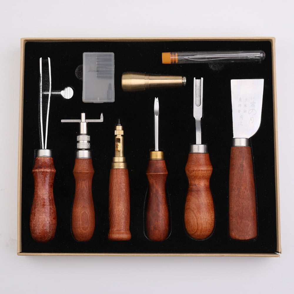 9 Piece Leather Craft Tools Kit Set | Hand Stitching | Sewing | Punch ...
