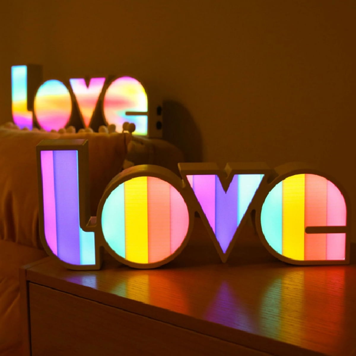 Travelwant LED Pink Love Neon Signs for Wall Decor Night Lights Lamps ...