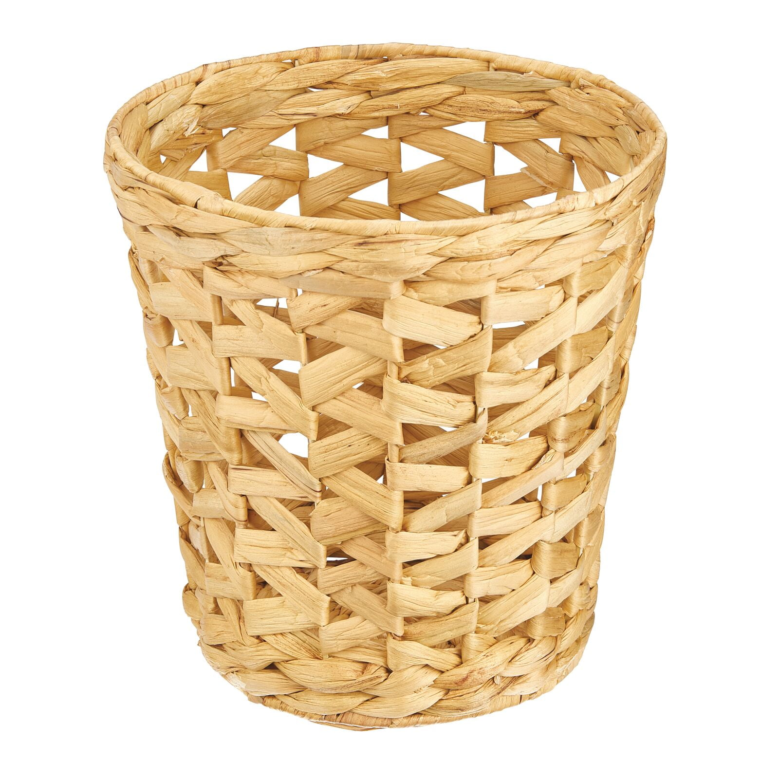 mDesign Water Hyacinth Waste Basket Boho Woven Trash Can - Small Round ...