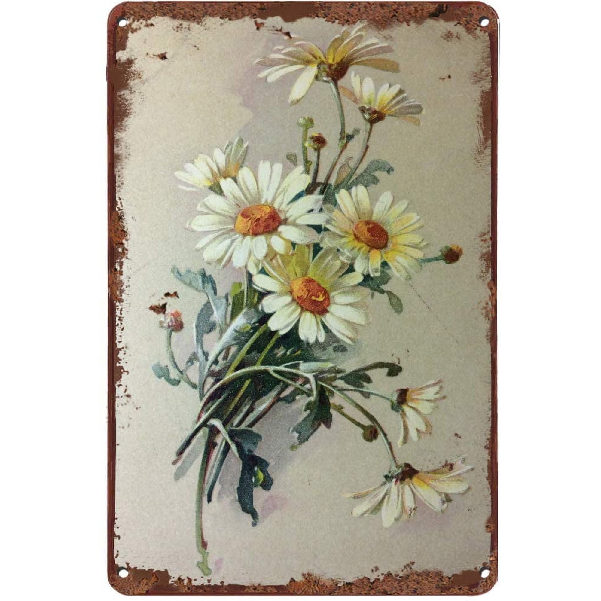 Click here for Aocisuki Vintage Tin Sign Flowers White Daisy With... prices