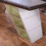 Nauticalmart Aviator Wing Desk with Storage Aluminum and Leather Office ...