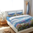 4 Piece Duvet Cover Set Cal king, Coastal Watercolor Wildflowers Soft ...