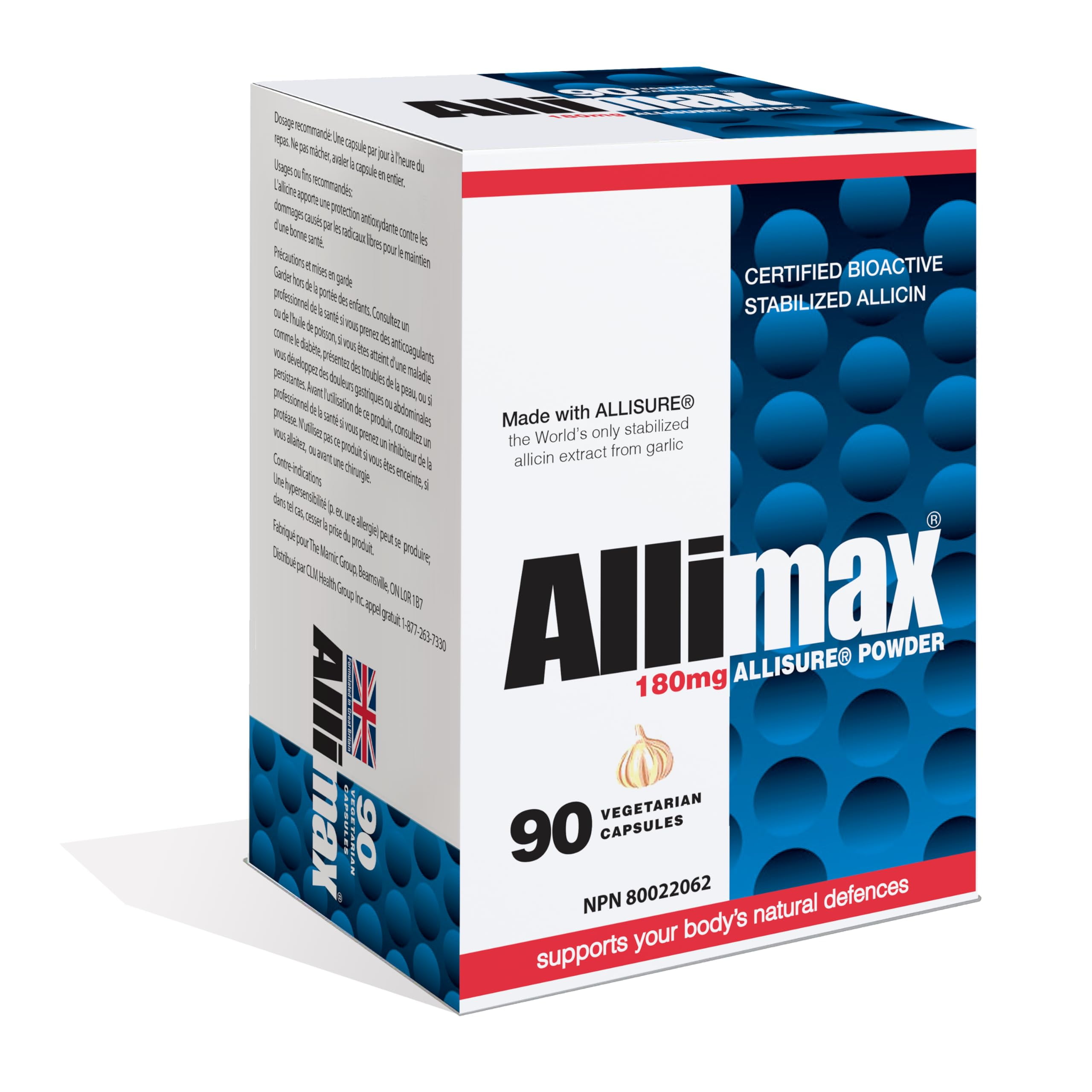 Suplemento ALLIMAX 180 mg 90 cápsulas de extracto de alicina y ajo ...