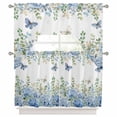 Blue Hydrangea Swag Curtains Valance and Tier Set, Rustic Summer Blue ...