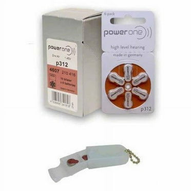 PowerOne Size 13 Hearing Aid Batteries PR48, 60 Pack with Free 2 Cell Battery Keychain Kit ...