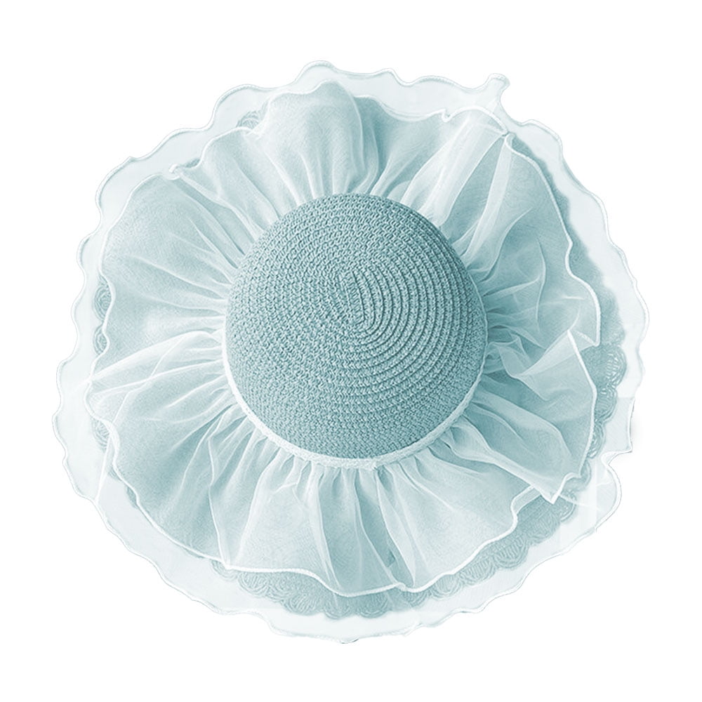 56-58 cm hat circumference women's lace straw hat summer hat wave edge ...