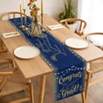 Blue Gold Graduation Cap Cotton Linen Table Runner Sequins Light ...