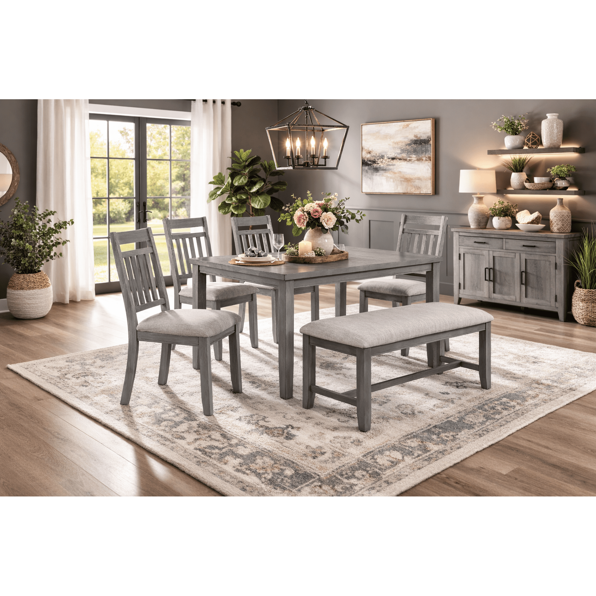 Click here for K-Living Luke Solid Wood 6pcs Dining Set (Table Wi... prices