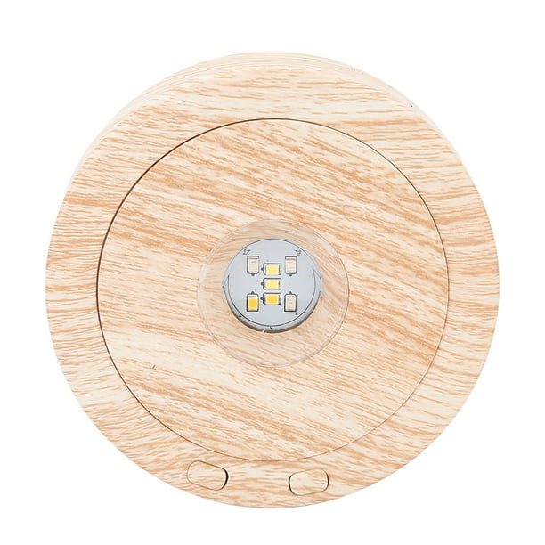 LED Rotating Display Base, Beech Grain Battery Powered Multifunction ...