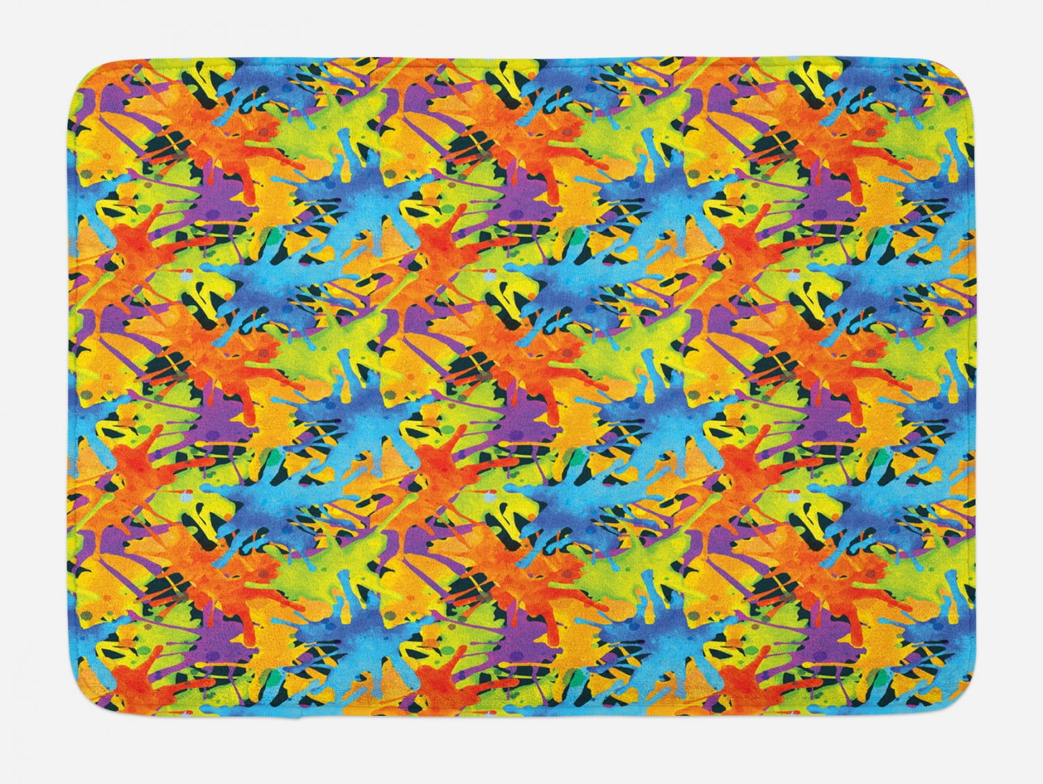 Abstract Bath Mat, Contemporary Style Color Splashes Vibrant Trippy ...
