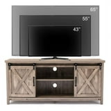 "Yaoping 58"" Oak Color Farmhouse Sliding Barn Door TV Stand for TVs Up ...