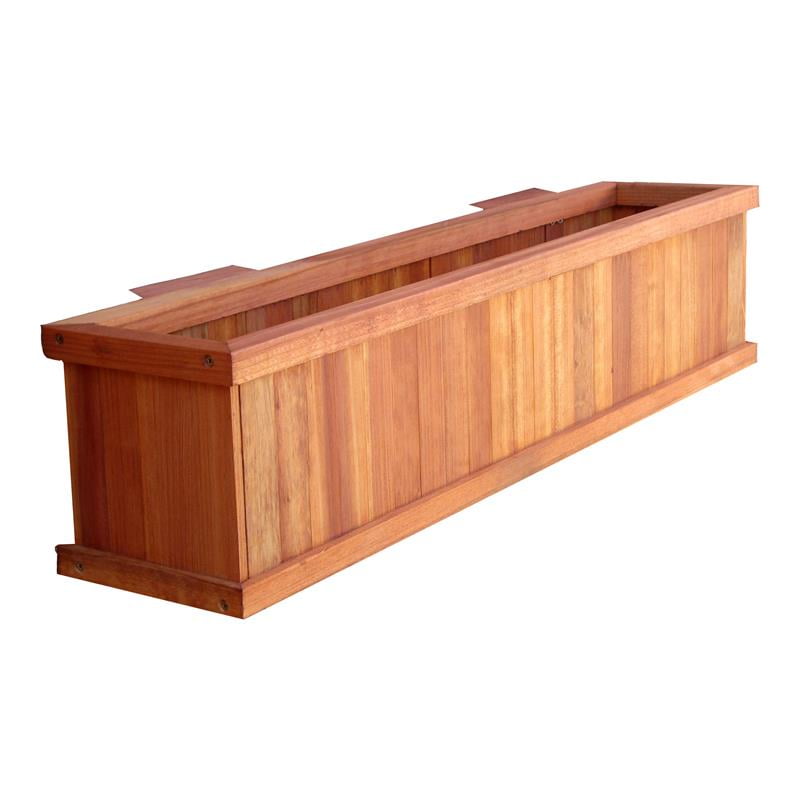 Best Redwood 36" Farmhouse Solid Wood Window Planter Box in Natural ...