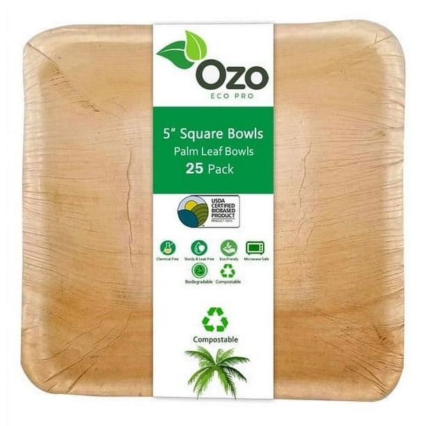Ozo EcoPro 5" Round Bowls Palm Leaf [25-Pack] Eco-Friendly Disposable ...