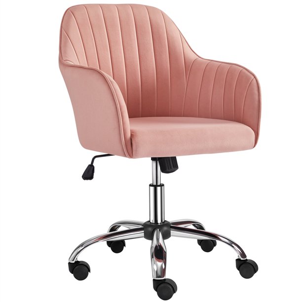 Yaheetech Swivel Rolling Desk Chair Makeup Vanity Chair with Armrests ...