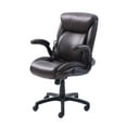 Serta Air Lumbar Bonded Leather Manager Office Chair, Brown Faux ...