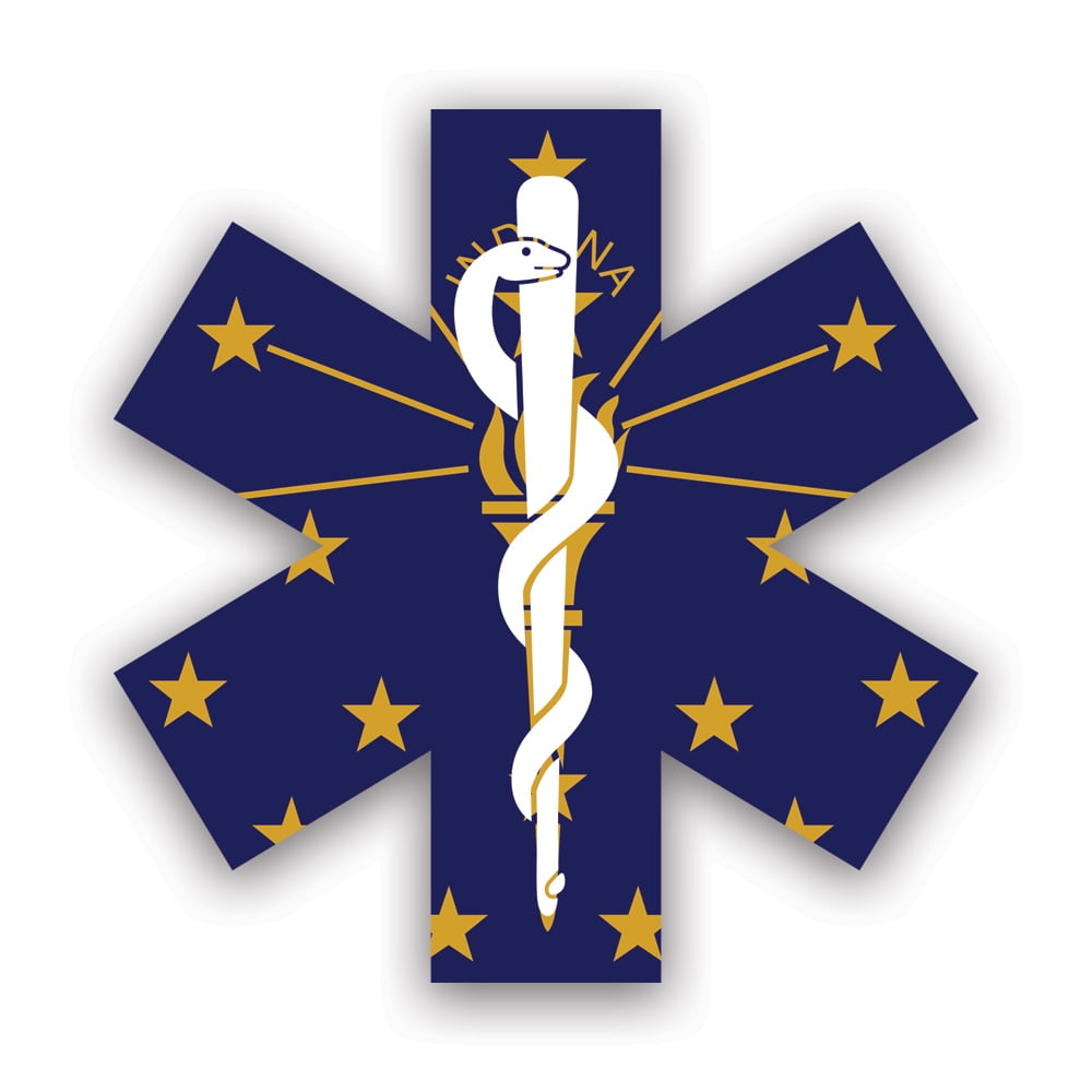 Indiana Star of Life Flag Sticker Decal - Self Adhesive Vinyl ...