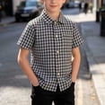 BCSIOAOI Kids Boys Shirts,Collar Short Sleeve Plaid Button-Down Casual ...
