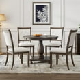 Retro Dining Table Set for 4, Round Table with Pedestal Table Base and ...