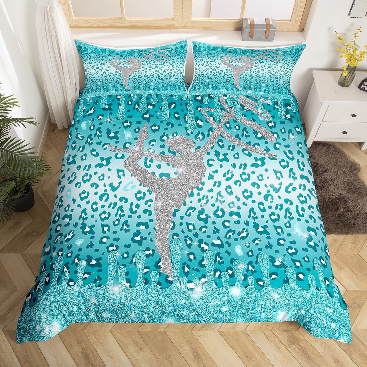 YST Ballet Girl Comforter Cover Elegant Gymnastics Dancer Bed Set ...