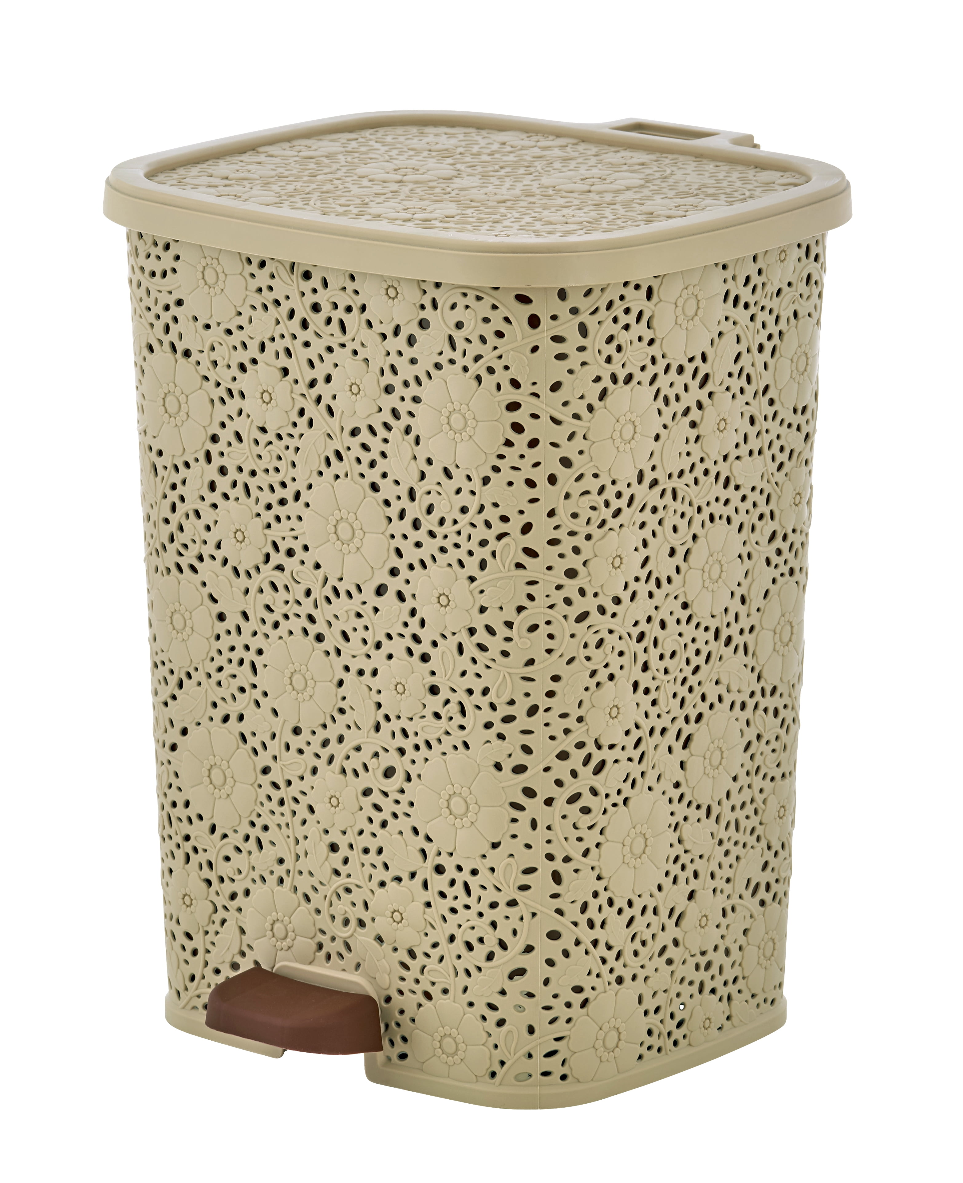 Superio Lace Style Step Trash Can 6 Quart, Beige Garbage Can, Keeps the ...
