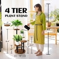 4 Tier Corner Plant Stand, Tall Metal Wood Plant Shelf Holder for ...