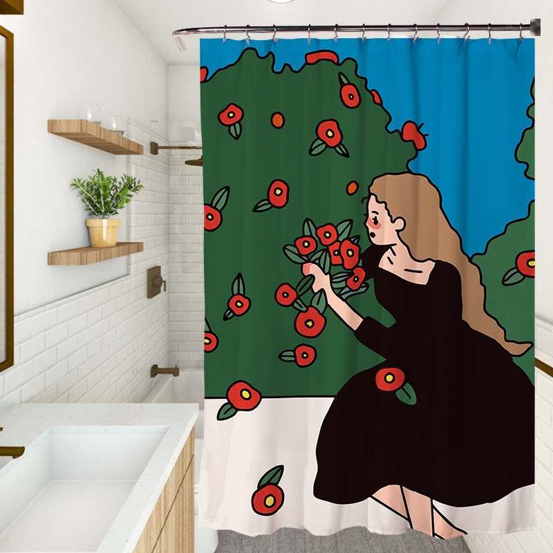 Modern Minimalist Girly Style Animation Shower Curtain Set - Walmart.com