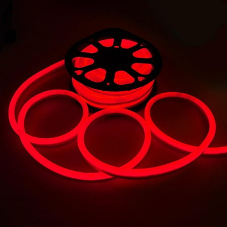DELight Upgraded 50 FT 110V Red Flexible LED Neon Rope Light Christmas ...