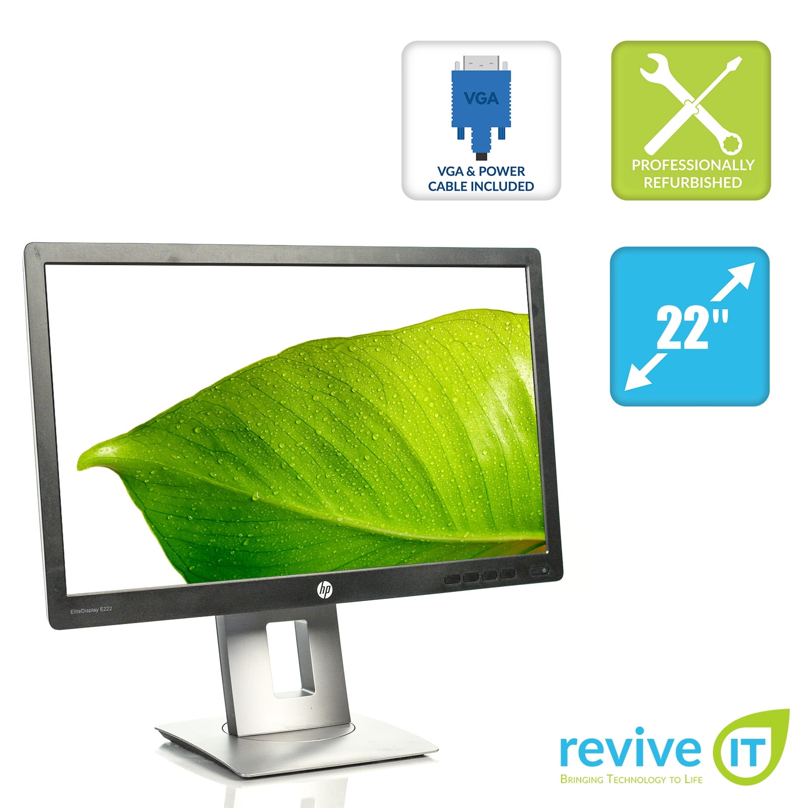 Used HP EliteDisplay E222 22" Widescreen 1920x1080 16:9 LED Backlit IPS ...