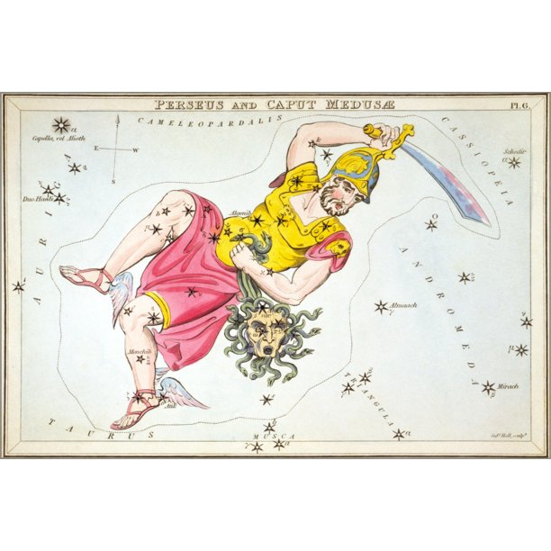 24"x36" Gallery Poster, perseus and head of medusa constellation zodiac ...