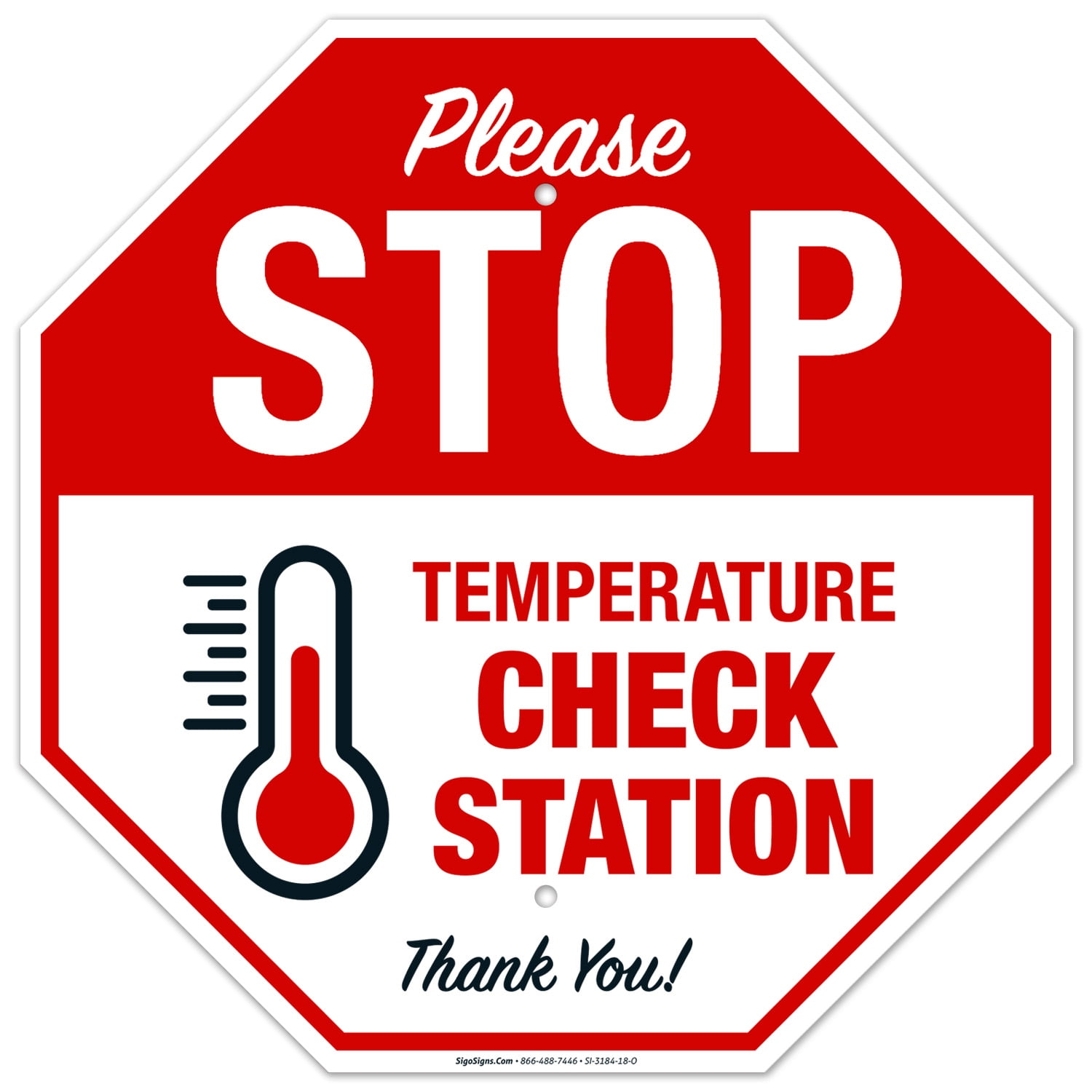 Stop Temperature Check Station Sign, Social Distancing Sign, - Walmart.com