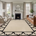 Art Frame Washable Area Rug 5x8 Geometric Black Morocco Printed Border ...