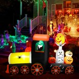 Gymax 8' Halloween Yard Inflatable Train Blow Up Outdoor Spooky ...