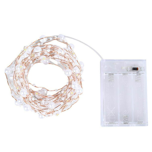 justharion 10m Ocean Pearl Bead Lamp String 100 LED Ivory Pearl Fairy ...