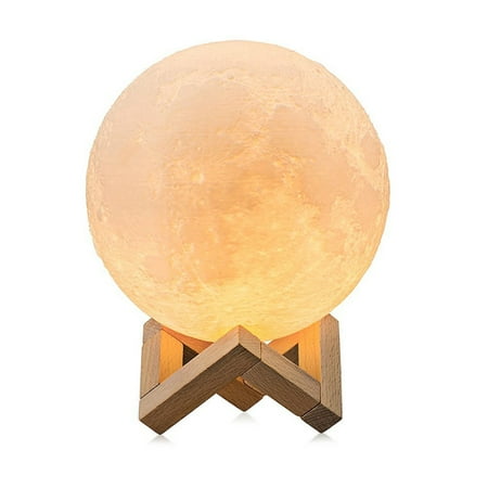 Large Moon Lamp Lighting Night LED 3D Printing Square Base 3 Color Desk ...
