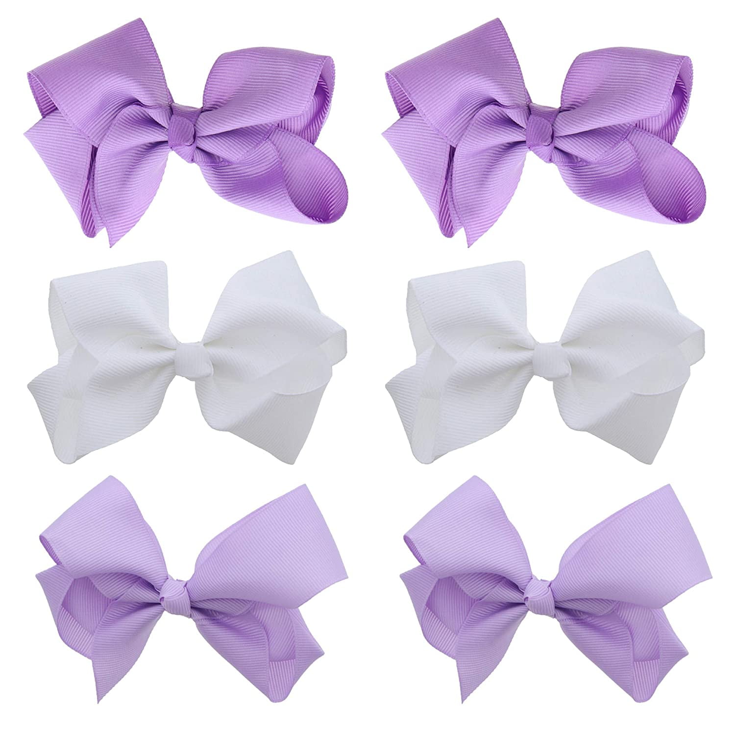3 Inch Grosgrain Bow for Little Girls - Set of 6 (Lavender Mix ...