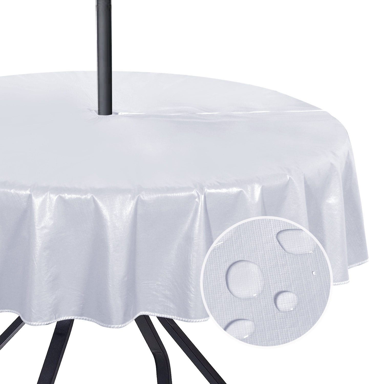 LUSHVIDA 100% Waterproof PVC Outdoor/Indoor Tablecloth with Umbrella ...