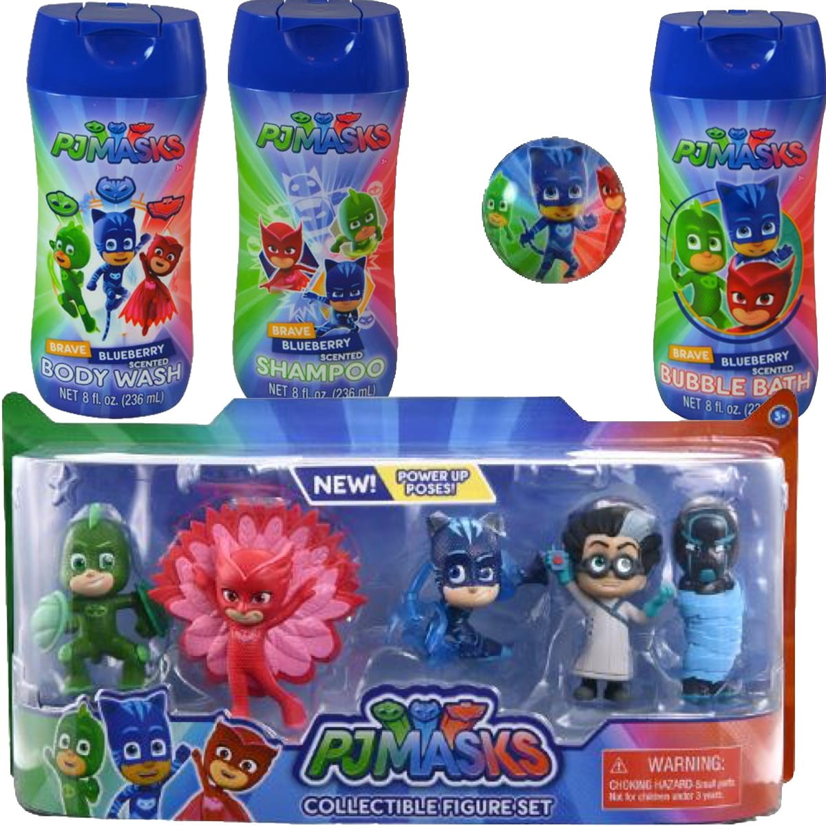 Brandclub - PJ Masks Bath Time Essentials, 5pc Figure Set & Foam Ball ...