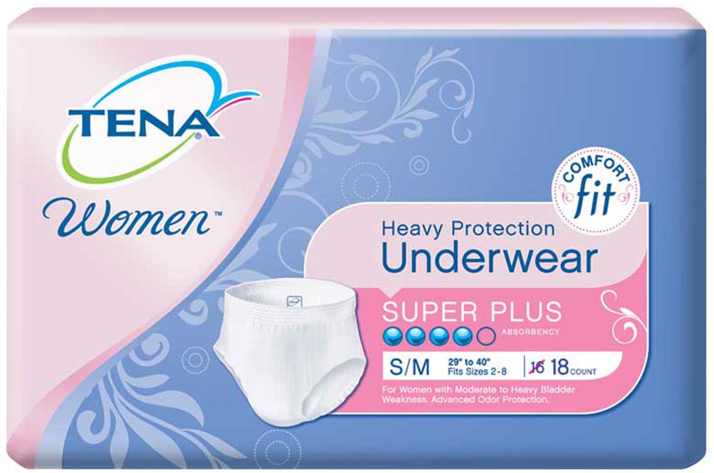 Tena Incontinence Underwear for Women, Protective, Small/Medium, 18 ...