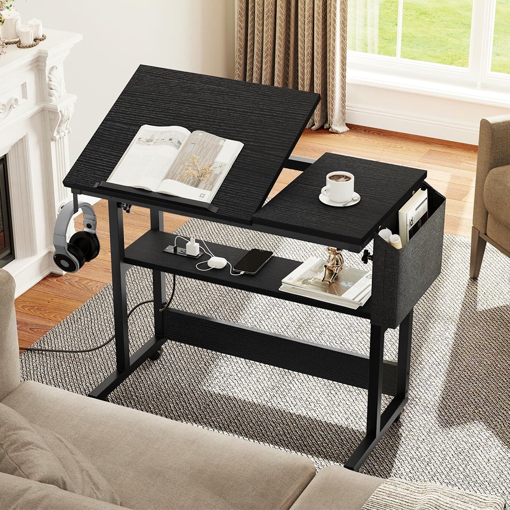 Adjustable Laptop Desk with Wheels, Mobile Stand Up Desk Home Office ...