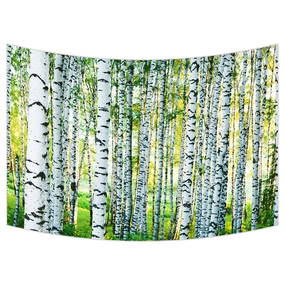 YKCG Green Birch Tree of Life Summer Birch Grass in Forest Woodland ...