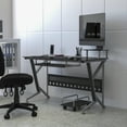 Flash Furniture Singleton Black Glass Computer Desk with Pull-Out ...